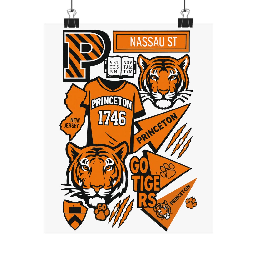 Princeton Poster Go Tigers Dorm Wall Art Class of 2029 Gift Princeton ...