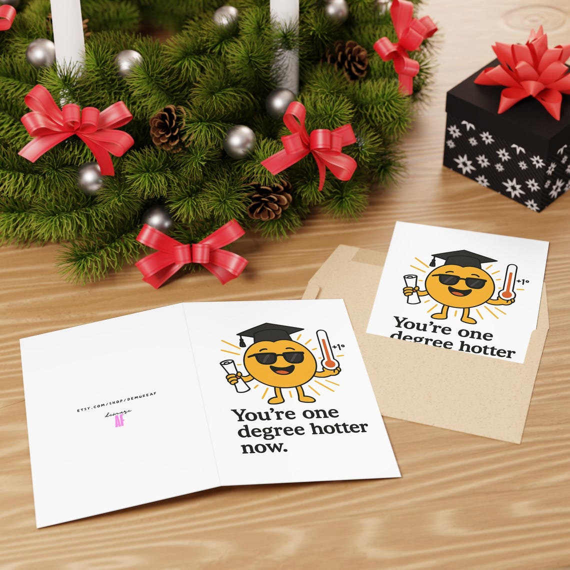 Funny Graduation Card - One Degree Hotter - Cute College Grad Gift, Pun ...