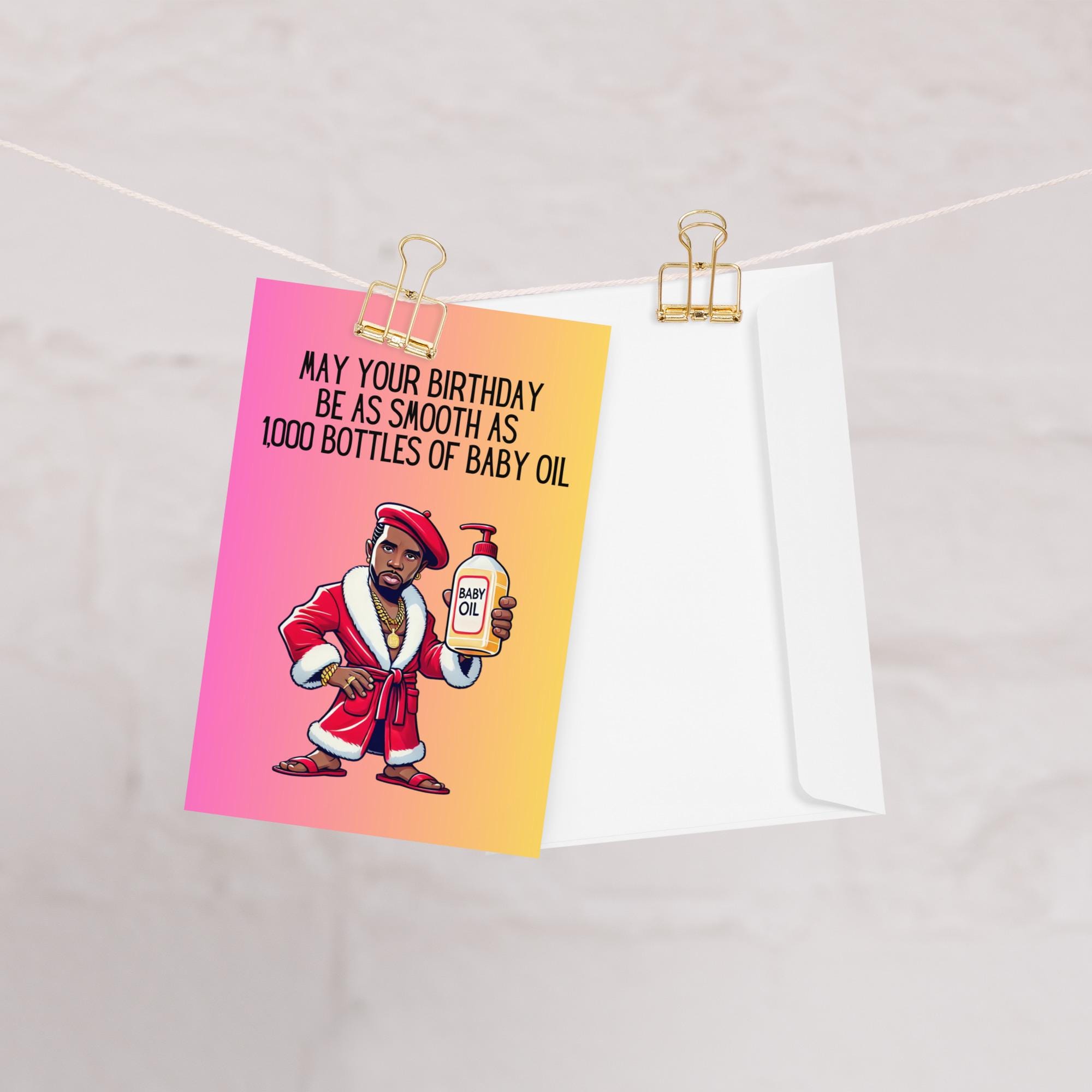 P Diddy - Funny Birthday Card for Him or Her – Smooth Baby Oil Design ...