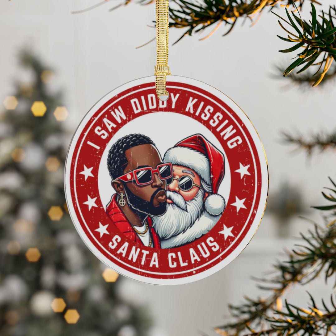 P Diddy Kissing Santa Claus, Acrylic Ornaments, Funny Christmas ...