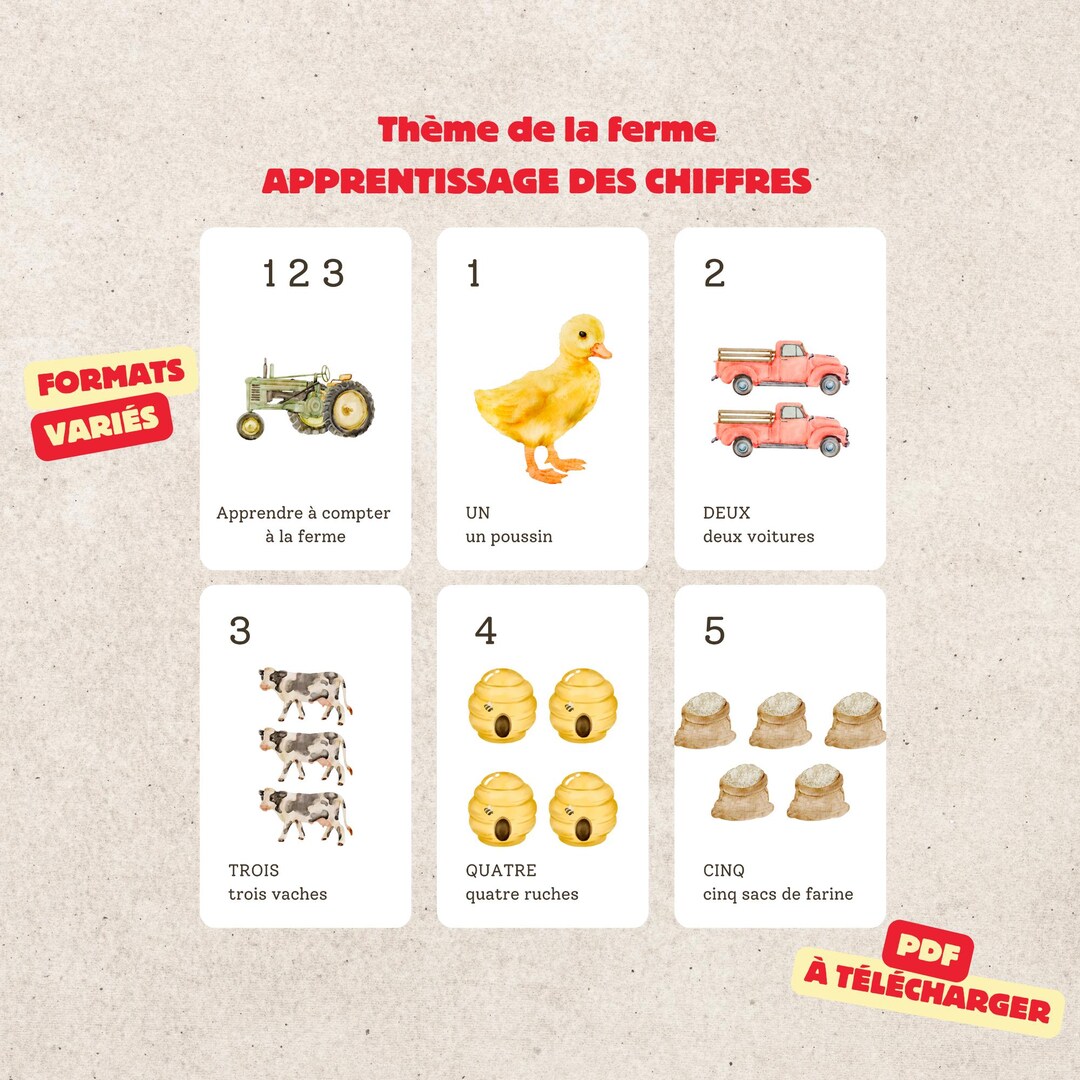 Printable Cards: Illustrated Numbers 1-10 Farm Theme Children's ...