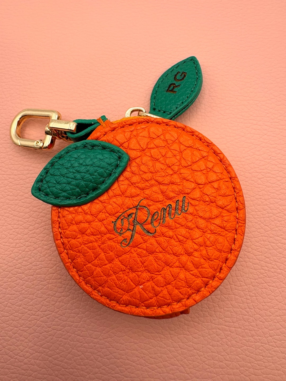 Personalized Orange Pear Coin Purse, Custom Leather Fruit Pouch, Bag ...