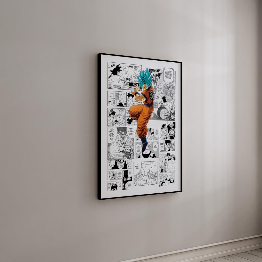 Manga Poster - Son Goku 'SSGSS' - Curated Manga Panels - Digital Print ...