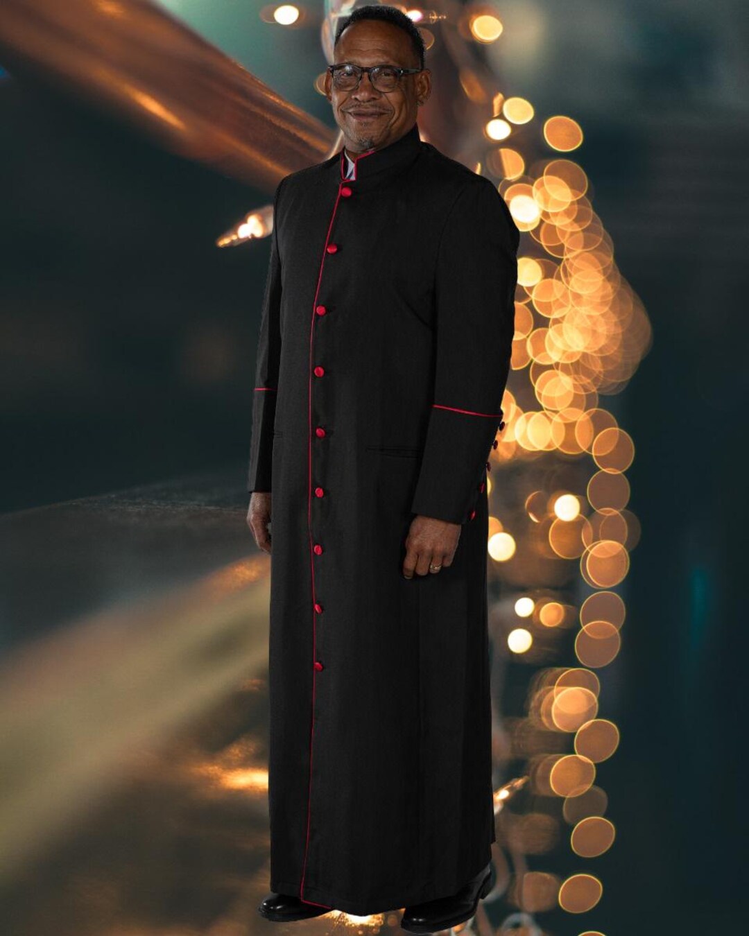 Men's Black Clergy Robe: Red Piping Church Father Coat - Etsy