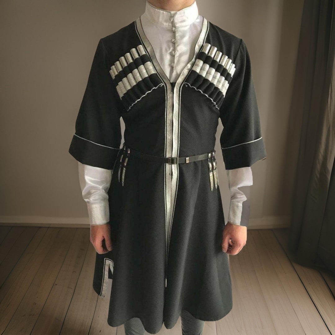 Men's Black Wool Cossack Coat: Gold Braiding Uniform, Custom Made - Etsy