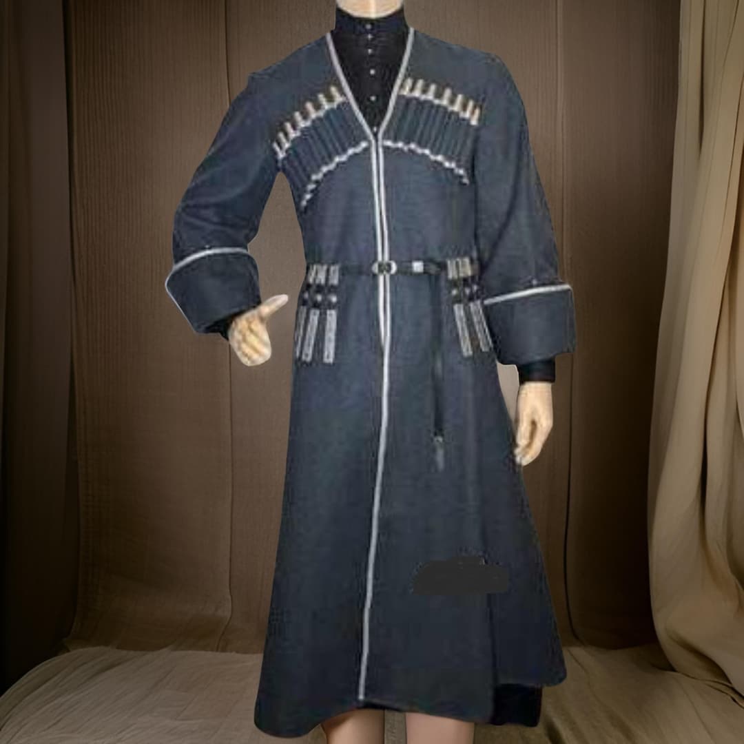 Men's New Gray Cossack Wool Gold Braiding Uniform | Custom Coat, Men's ...