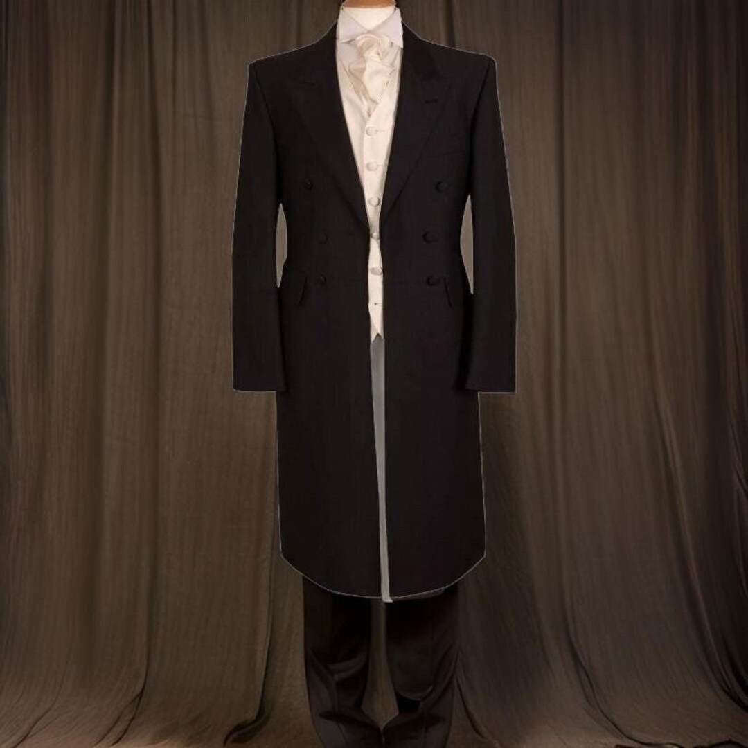 Men's Black Wool Frockcoat Jacket Wedding Handmade Black Wool Jacket ...