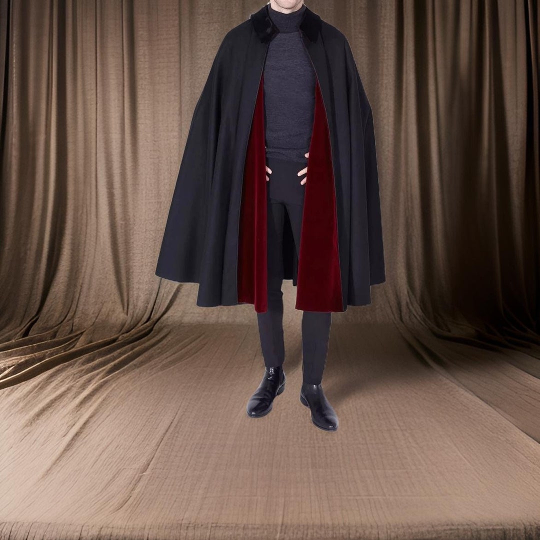 New Mens Inverness Cape Coat Wool Black Simple Coat, Men's Long Cape - Etsy