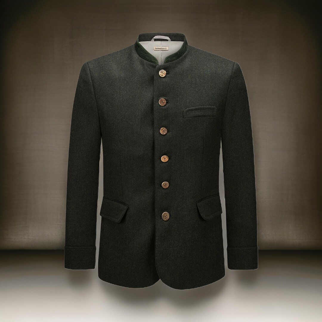 Munich Helmut Wool Trachten-janker: Bavarian Bottle Green Formal Coat ...
