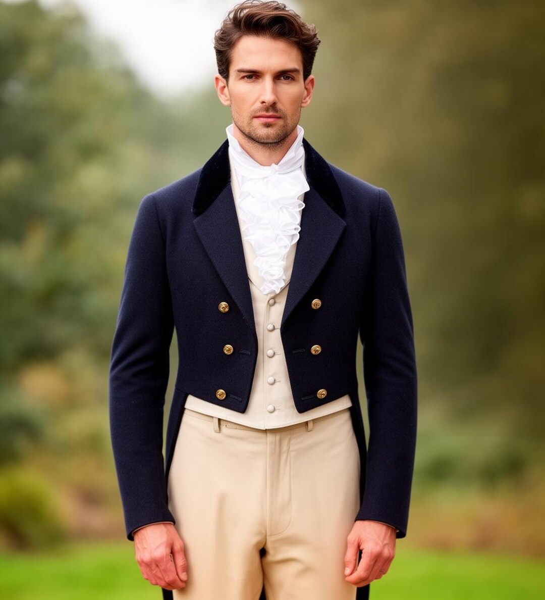 Men's Navy Wool Swallow Tail Coat: Custom Made Regency Style - Etsy