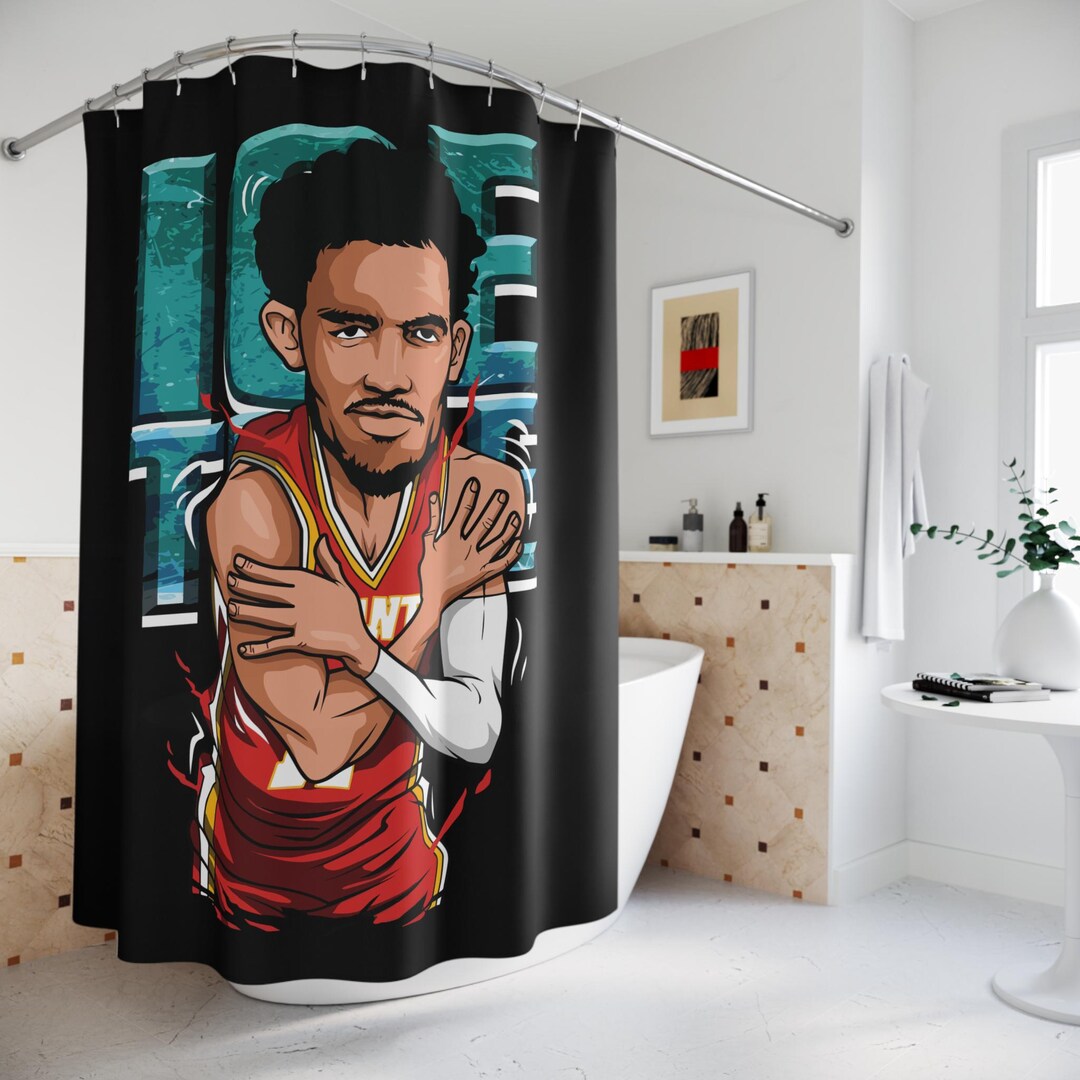Basketball Shower Curtains, NBA Fans Bathroom Decor, Atlanta Hawks Gift ...