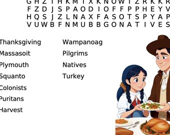 Printable Thanksgiving Crossword Activity Worksheet. Key Terms ...