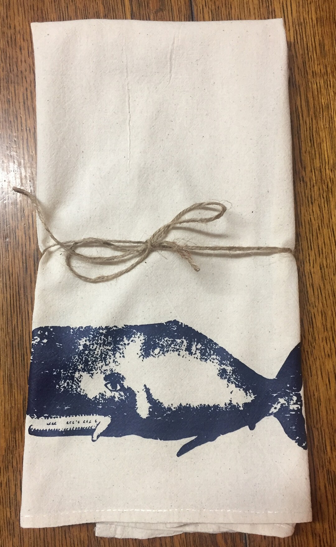 WHALE Original Screenprint Tea Towel Organic Cotton Flour Sack Dish ...
