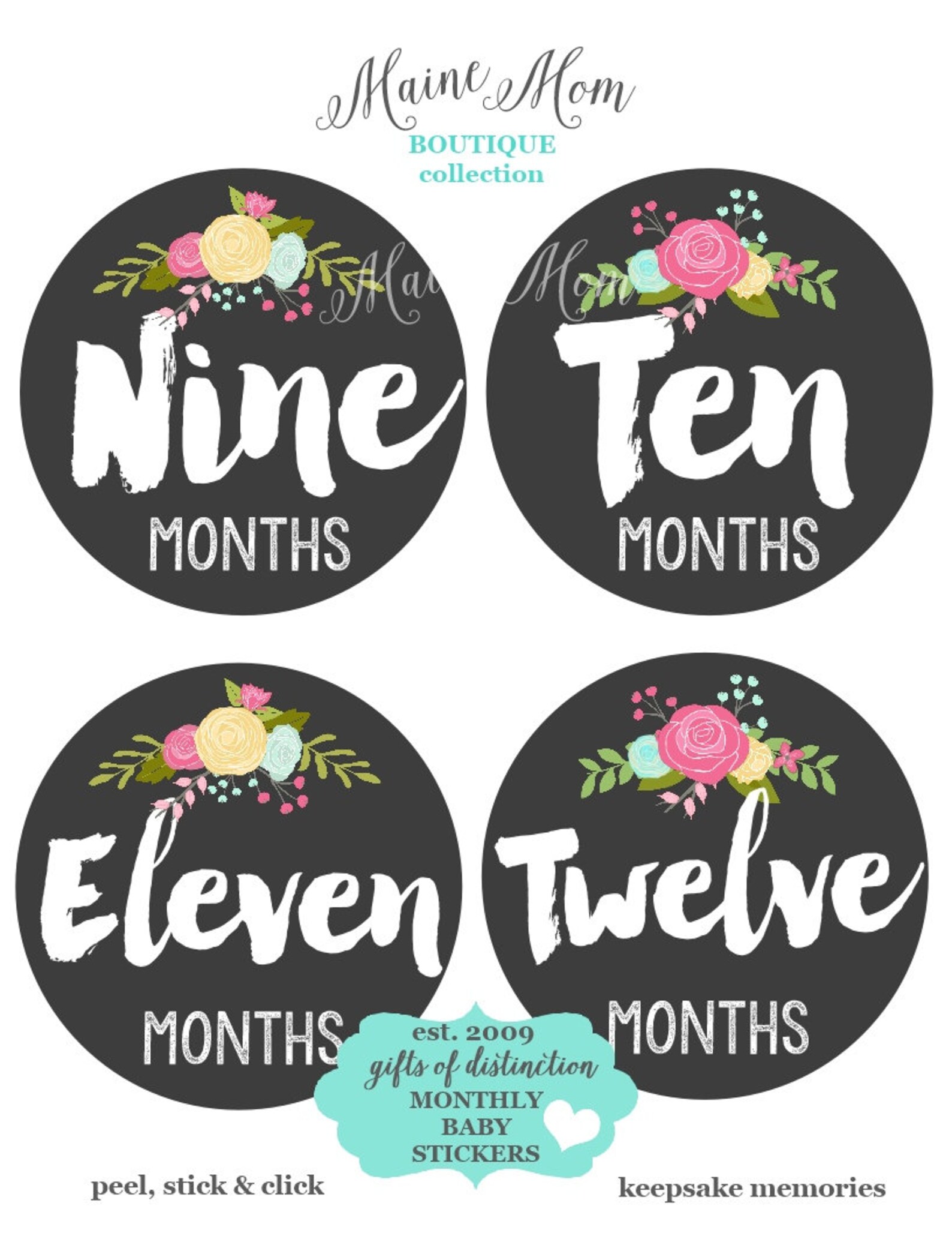 FREE GIFTS Set of 16 Monthly Baby Girl Stickers Month Baby - Etsy