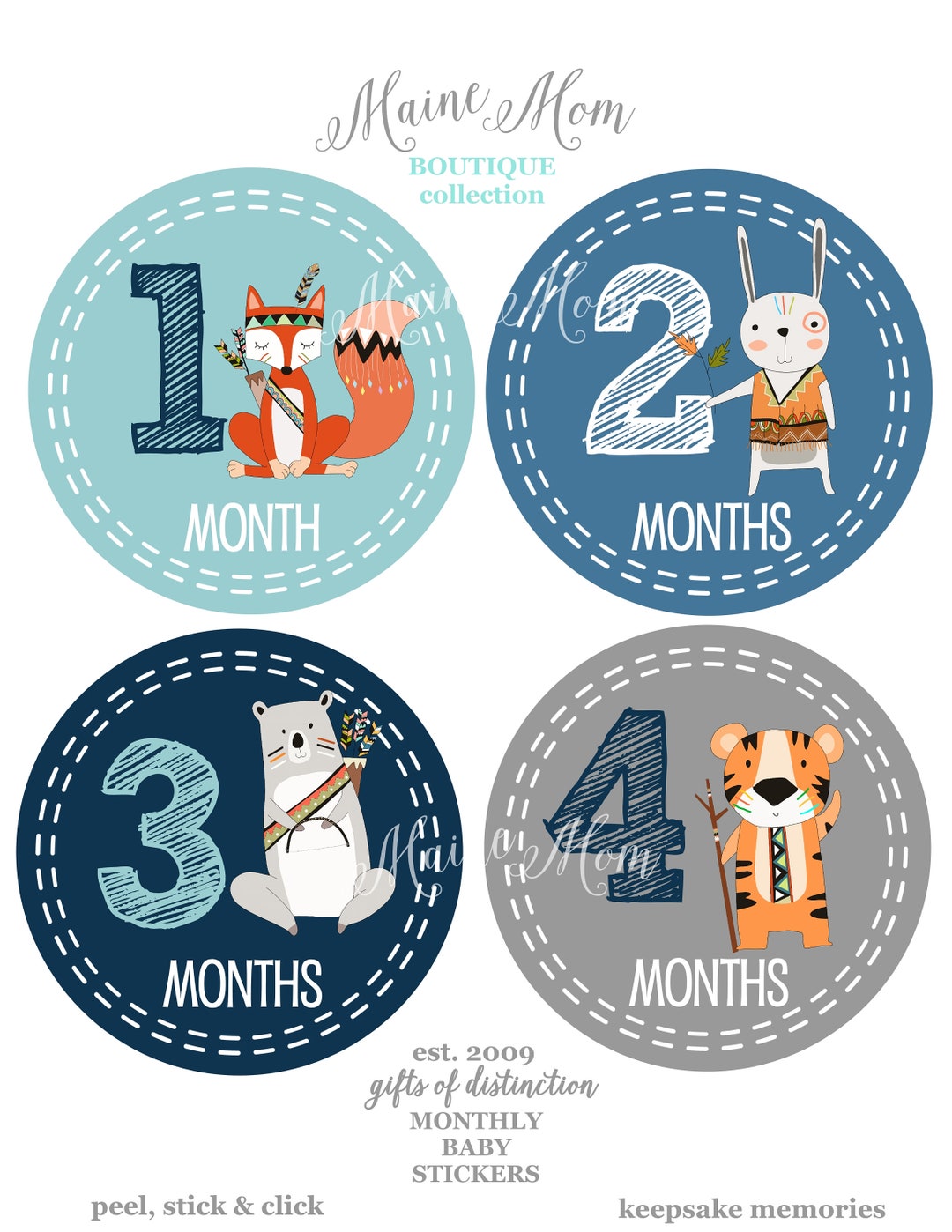 FREE GIFTS Woodland Baby Month Stickers, Monthly Baby Stickers, Animals ...