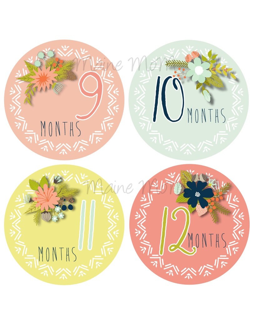 FREE GIFTS 16 Boho Baby Girl Monthly Stickers Month - Etsy