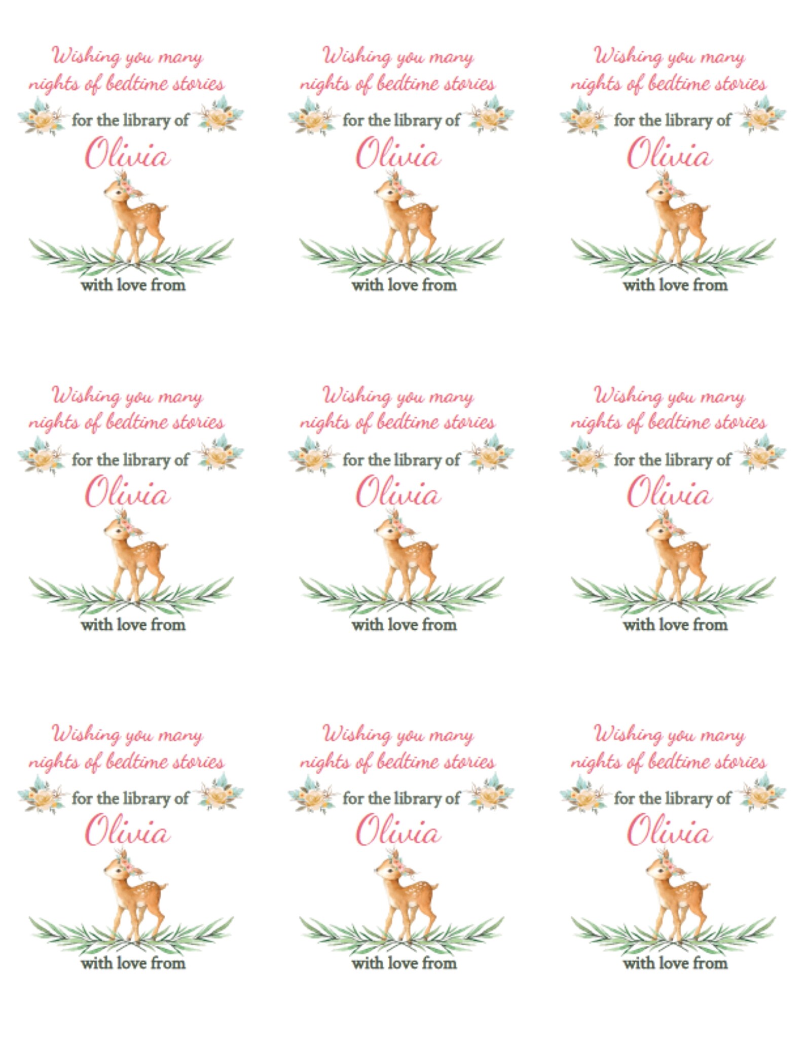 Baby GIFT Book Plate Library Stickers Baby Girl Shower Favor - Etsy