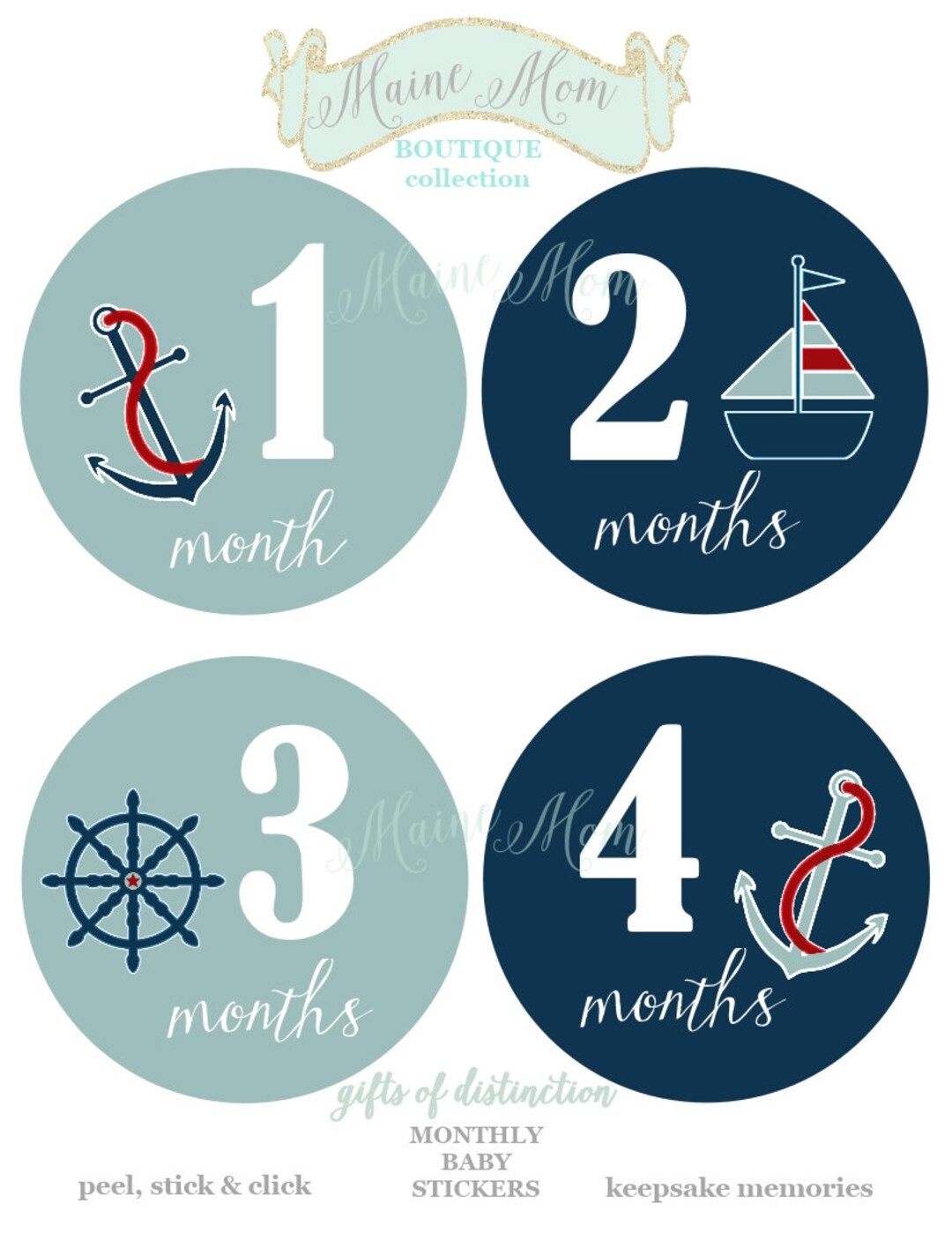 FREE GIFTS Nautical Stickers, Baby Monthly Stickers, Baby Month ...