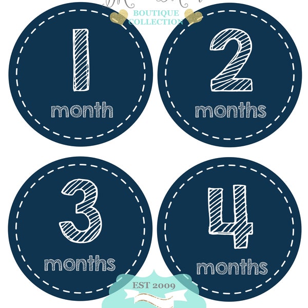 Baby Boy Month Stickers - Etsy