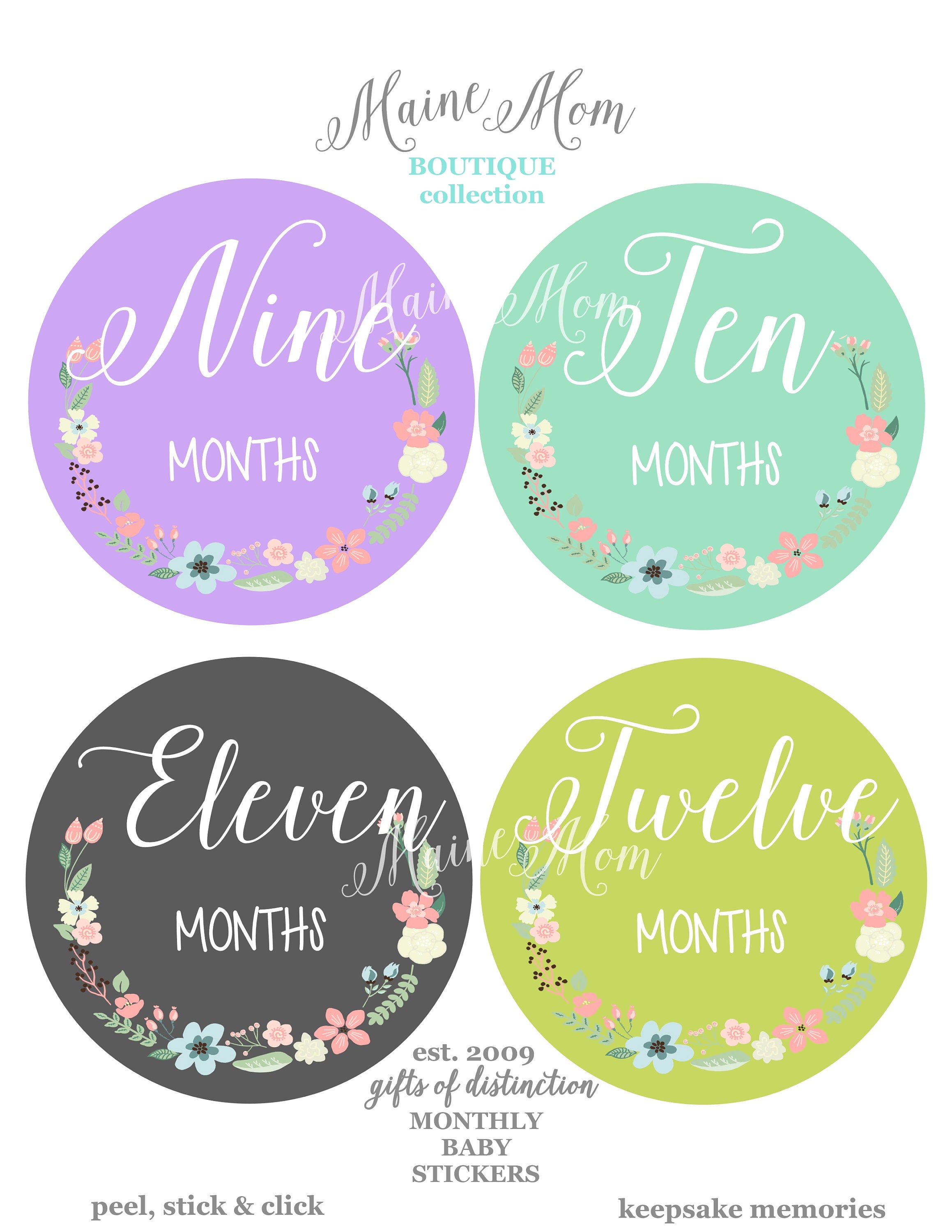FREE GIFTS 12 Colors Baby Girl Month Stickers Monthly Baby - Etsy