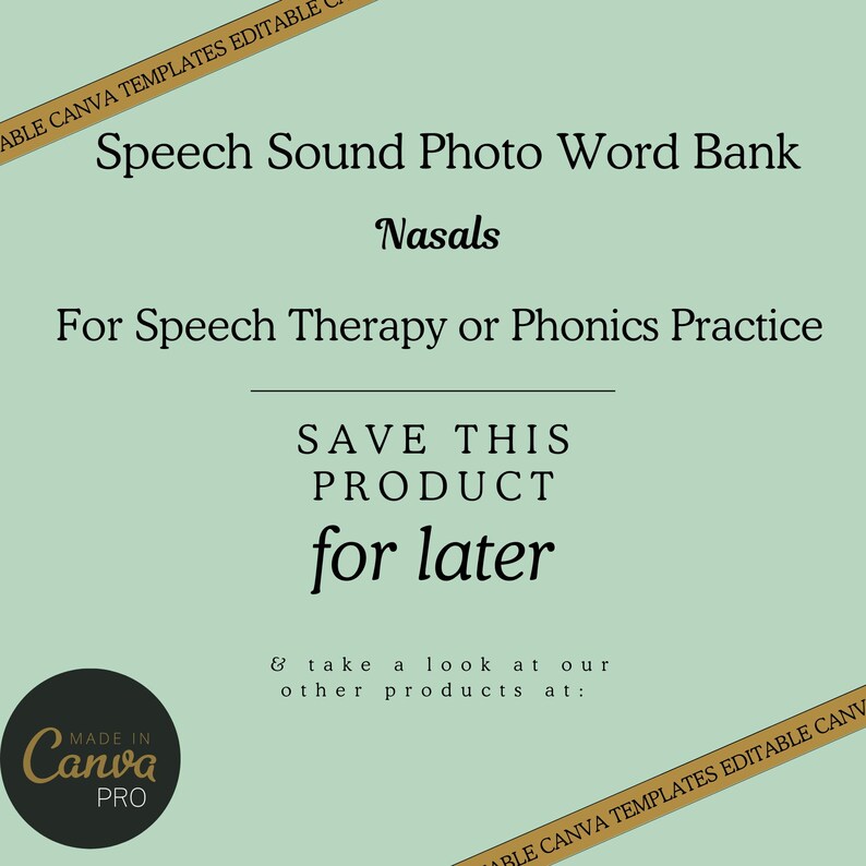 Speech Sound Nasals Photo Words for Speech and Language Therapy| Speech ...