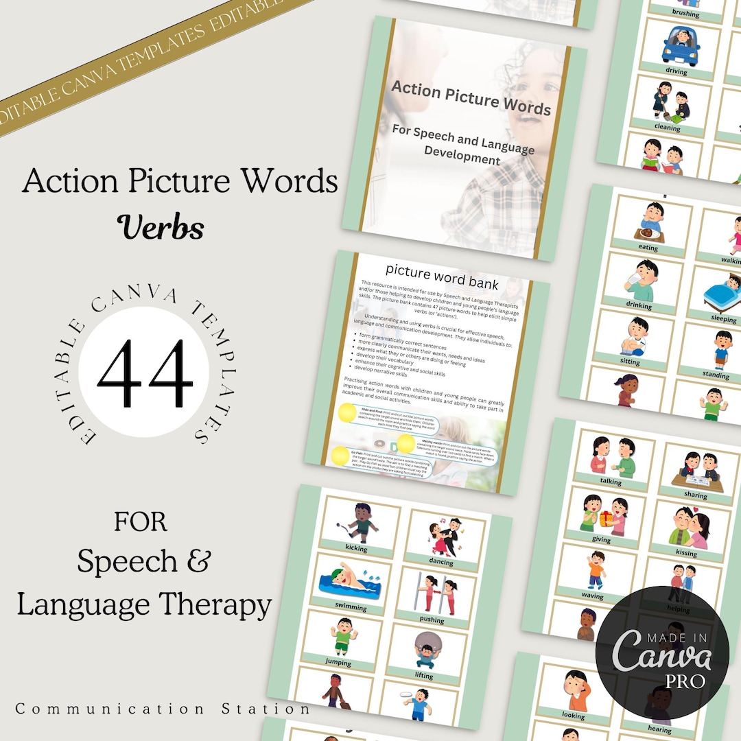 Action (verb) Picture Word Bank for Speech and Language Therapy| Verb ...