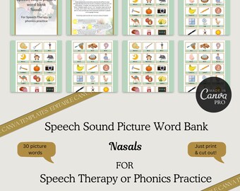 Speech Sound Nasals Photo Words for Speech and Language Therapy Speech ...