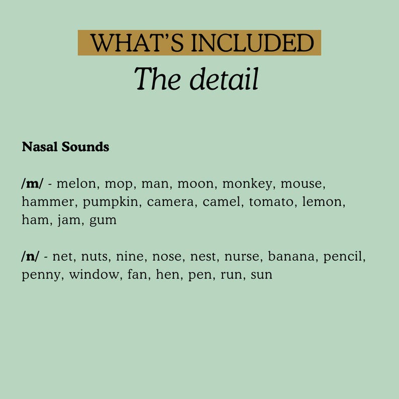 Speech Sound Nasals Photo Words for Speech and Language Therapy| Speech ...