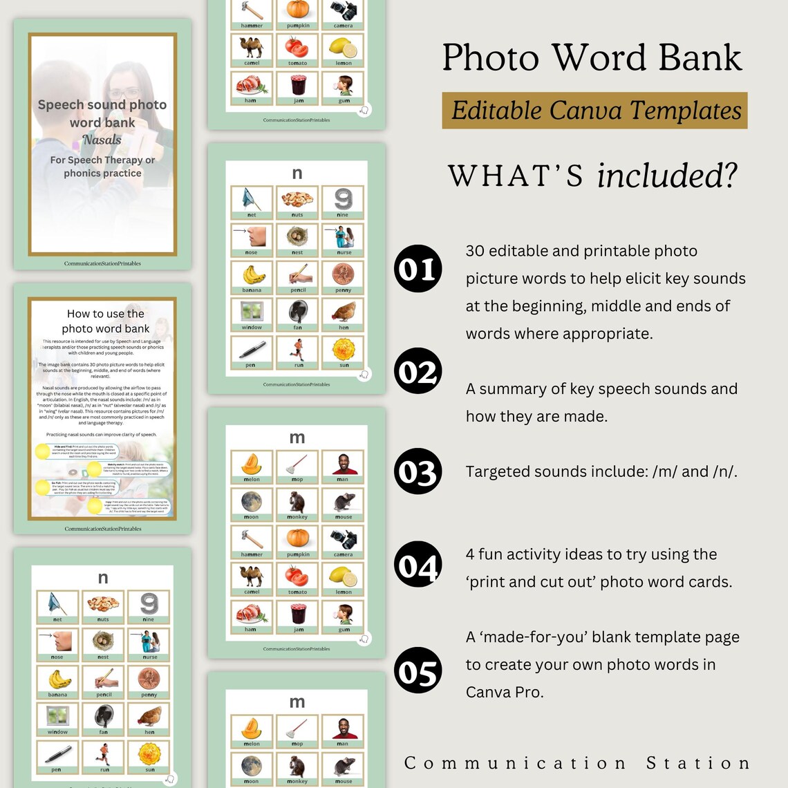 Speech Sound Nasals Photo Words for Speech and Language Therapy| Speech ...