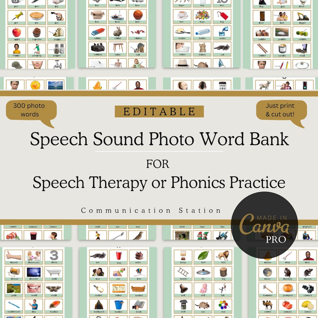 Speech Sound Photo Word Bank for Speech and Language Therapy| Speech ...