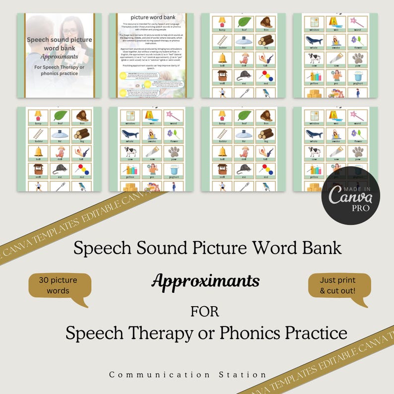 Speech Sound Approximant Picture Words for Speech and Language Therapy| Speech Articulation ...