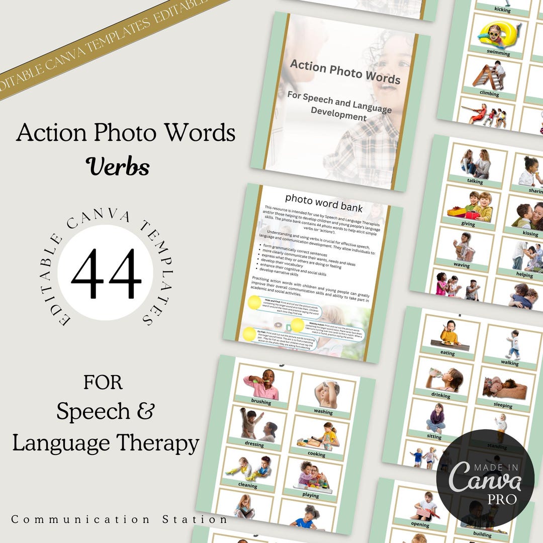 Action (verb) Photo Word Bank for Speech and Language Therapy| Verb ...