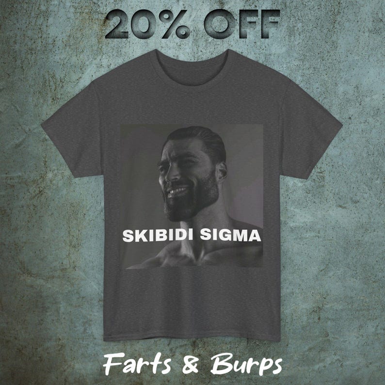Skibidi Sigma T-shirt, Gigachad Meme Shirt, Funny Brainrot Tshirt ...