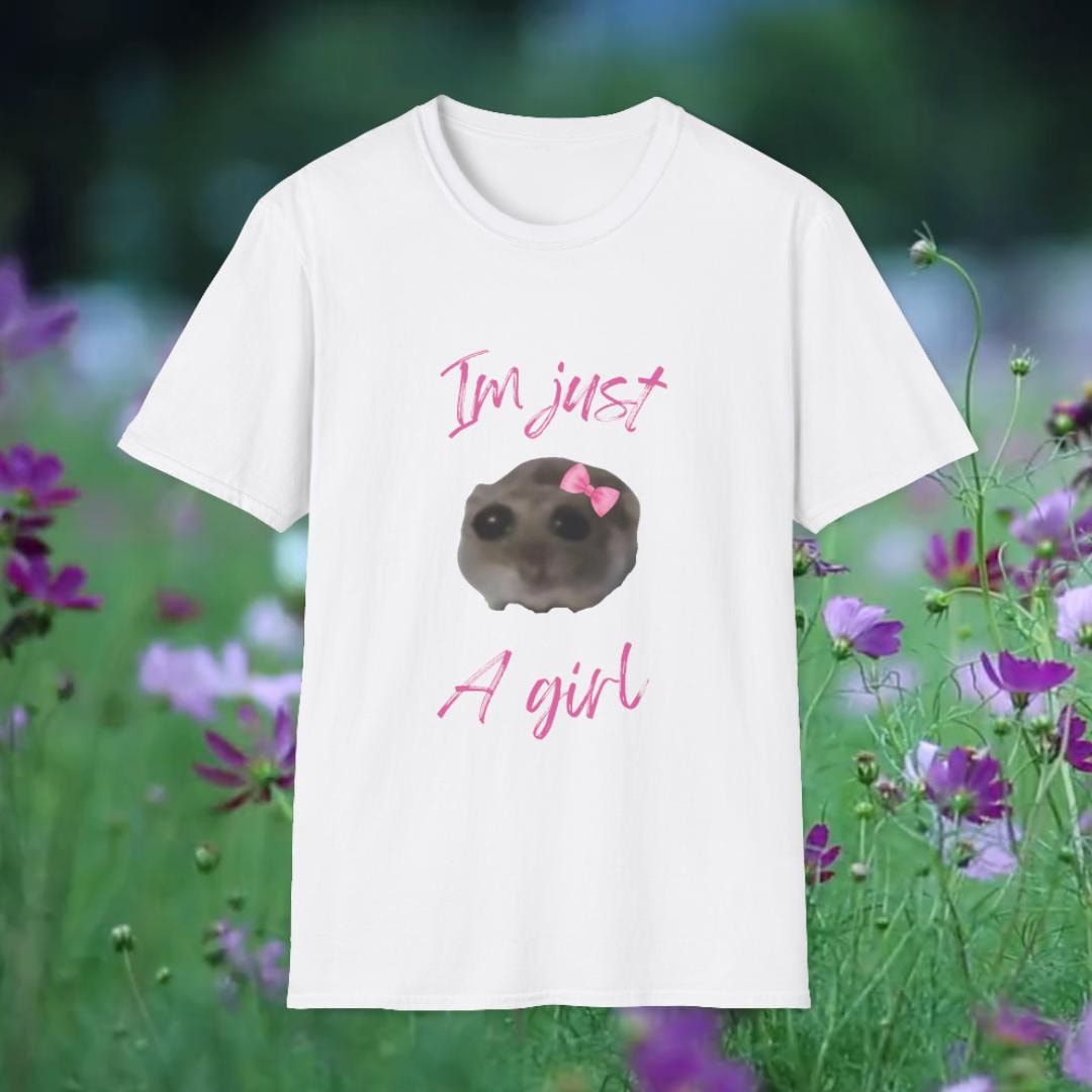 I'm Just a Girl Sad Hamster Funny Meme T-shirt, Litteraly a Girl Pink ...