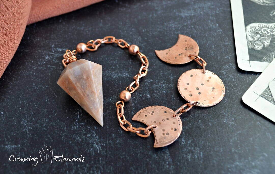 Peach Moonstone Moon Pendulum - Blue Moon Collection - Etsy
