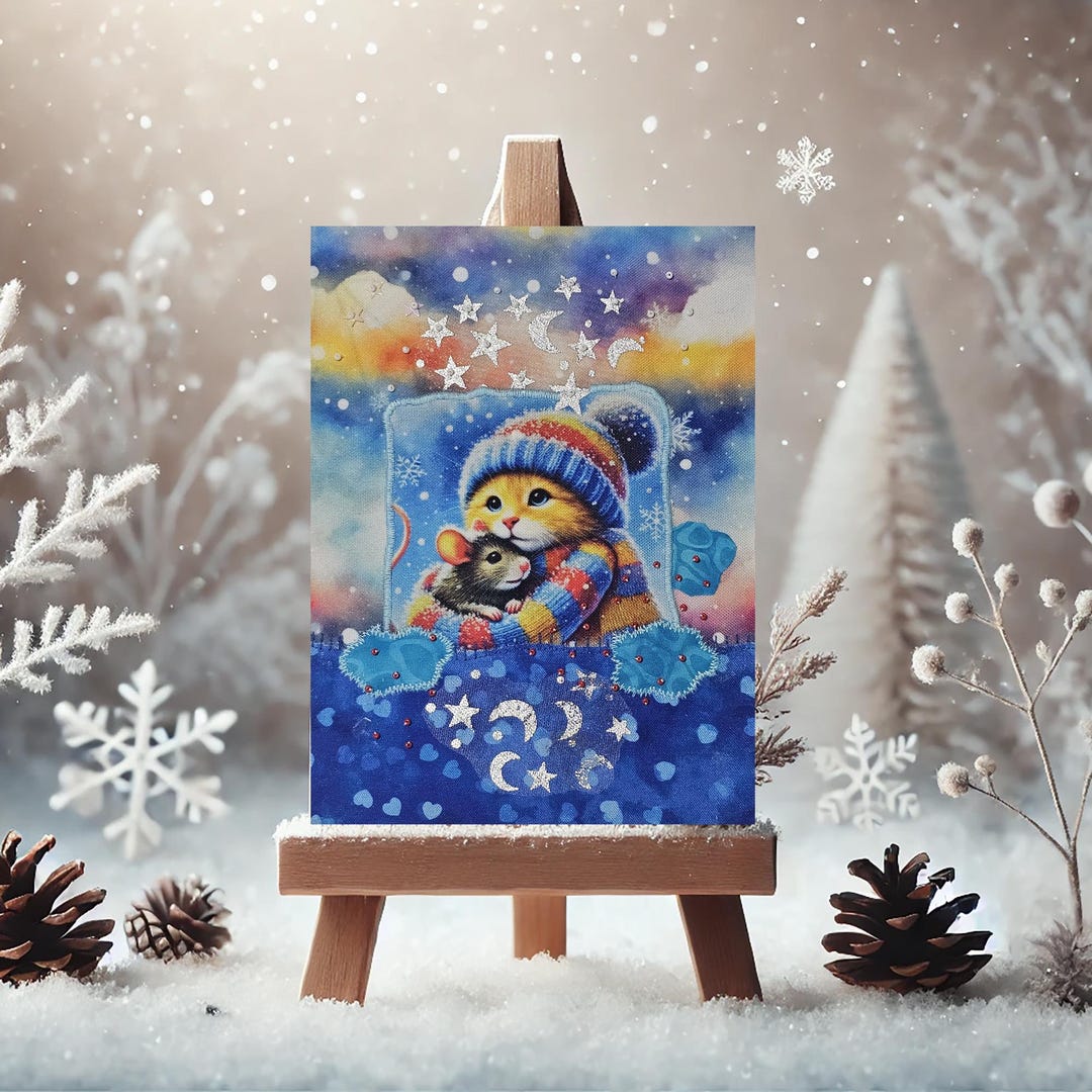Textile Mini Art on a Mini Easel. Mixed Media: Textile Collage, Batik ...