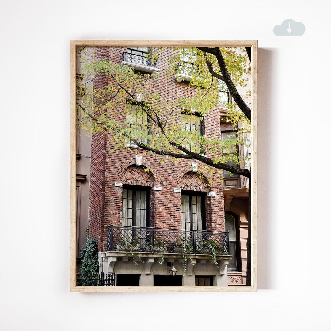 West Village Brownstone Print: Manhattan Brick Façade (digital Download ...