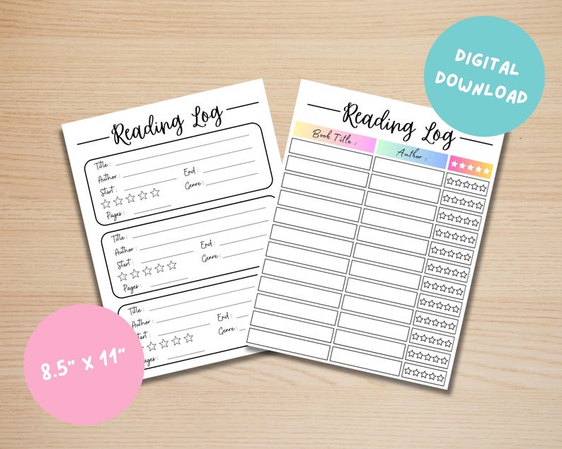 Printable Reading Logs, Reading Tracker, Book Tracker, Book Log ...