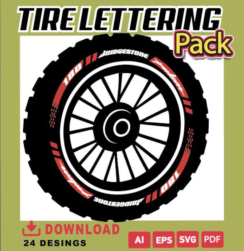 Tire Lettering MEGAPACK | 24 Vinyl Svg Designs (digital Download) - Etsy