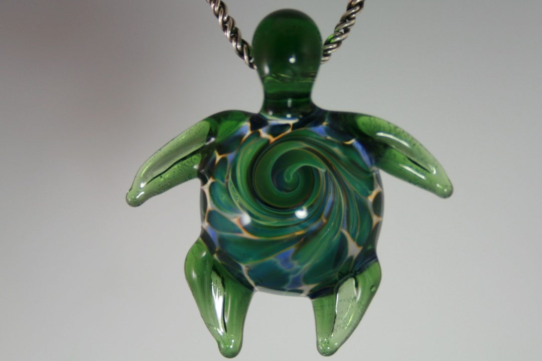 Lampwork Pendant Blown Glass Sea Turtle Jewelry Hand Blown - Etsy