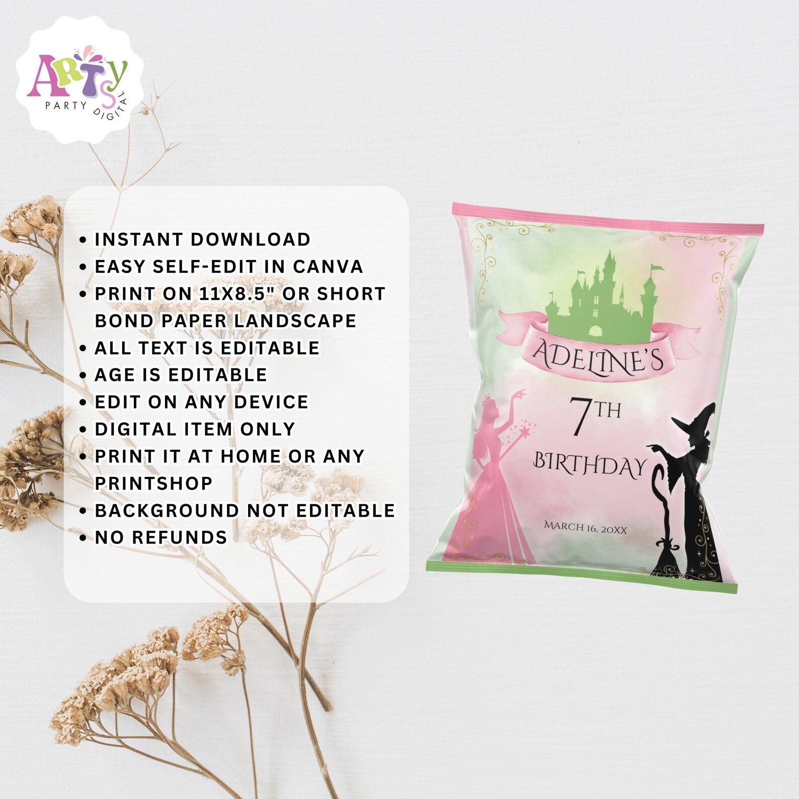 Wicked Birthday Chip Bag, Wicked Party Souvenir, Defy Gravity, Wizard ...