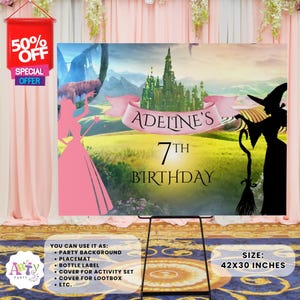 Wicked Birthday Backdrop, Wicked Party Background, Defy Gravity, Wizard ...