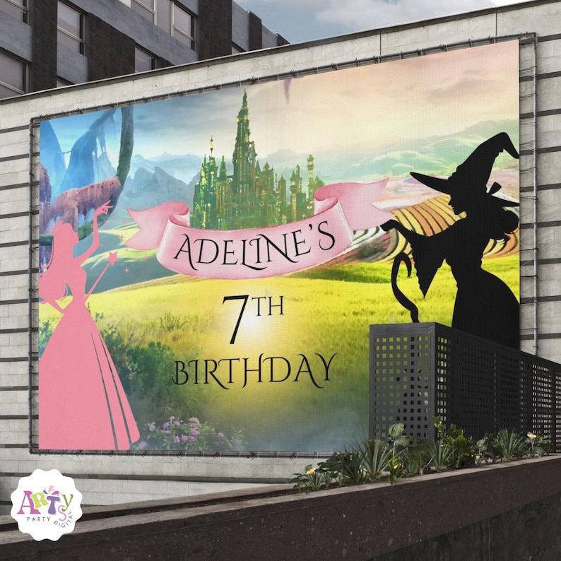 Wicked Birthday Backdrop, Wicked Party Background, Defy Gravity, Wizard ...