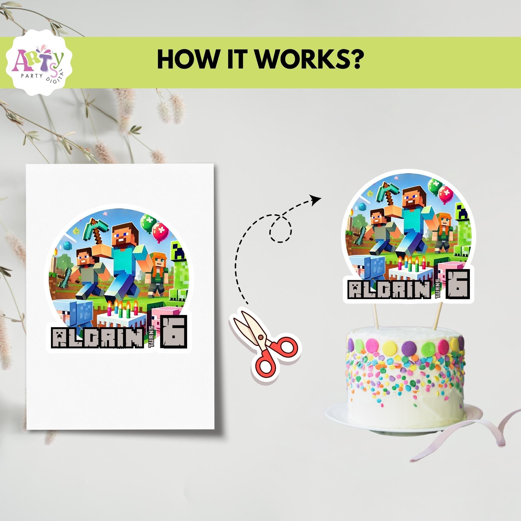 Mine-craft Birthday Cake Topper, Mine-craft Template, Mine-craft Party ...