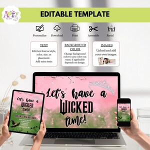 Wicked Birthday Invitation, FREE Gift Tag Template, Wicked Party Invite ...