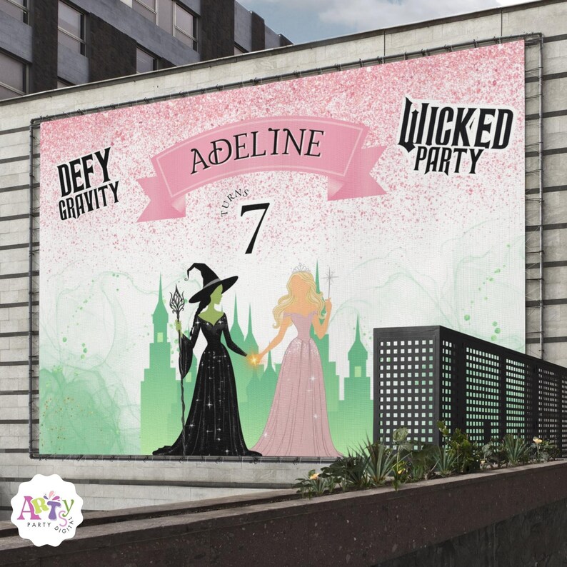 Wicked Birthday Backdrop, Wicked Party Background, Defy Gravity, Wizard ...