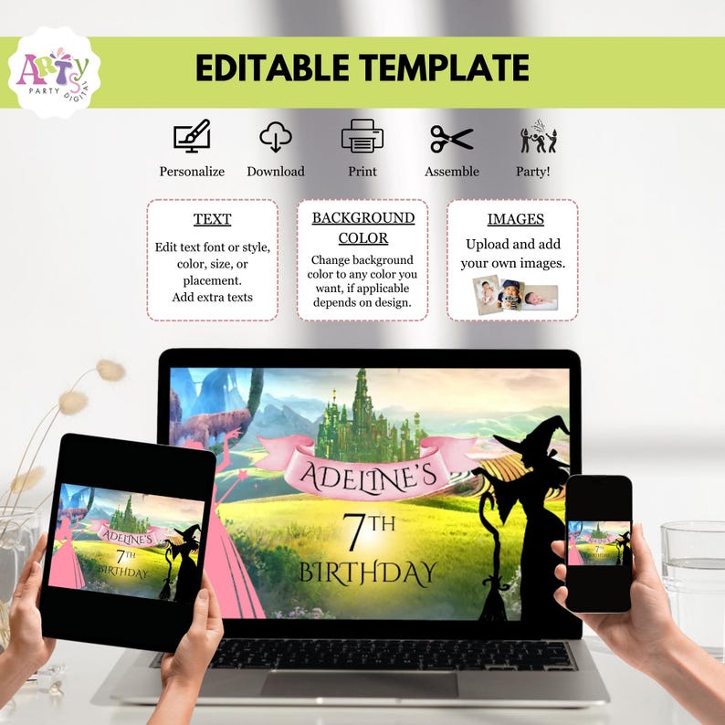 Wicked Birthday Backdrop, Wicked Party Background, Defy Gravity, Wizard ...