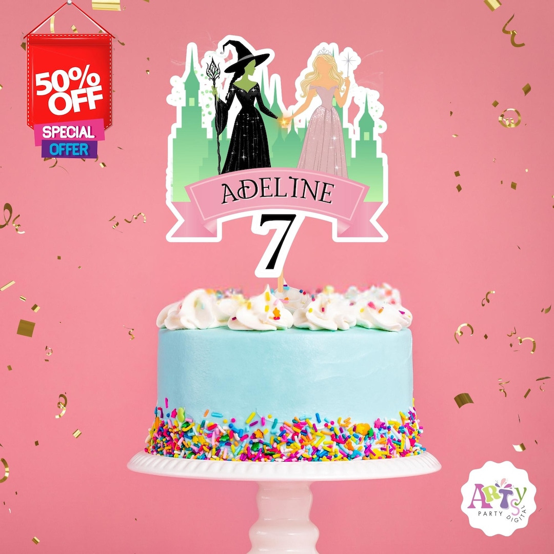 Editable Wicked Cake Topper: Elphaba and Glinda Party (digital Template ...