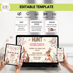 The Hunt is on Easter Egg Hunt Invite, FREE Gift Tag Template, Easter ...