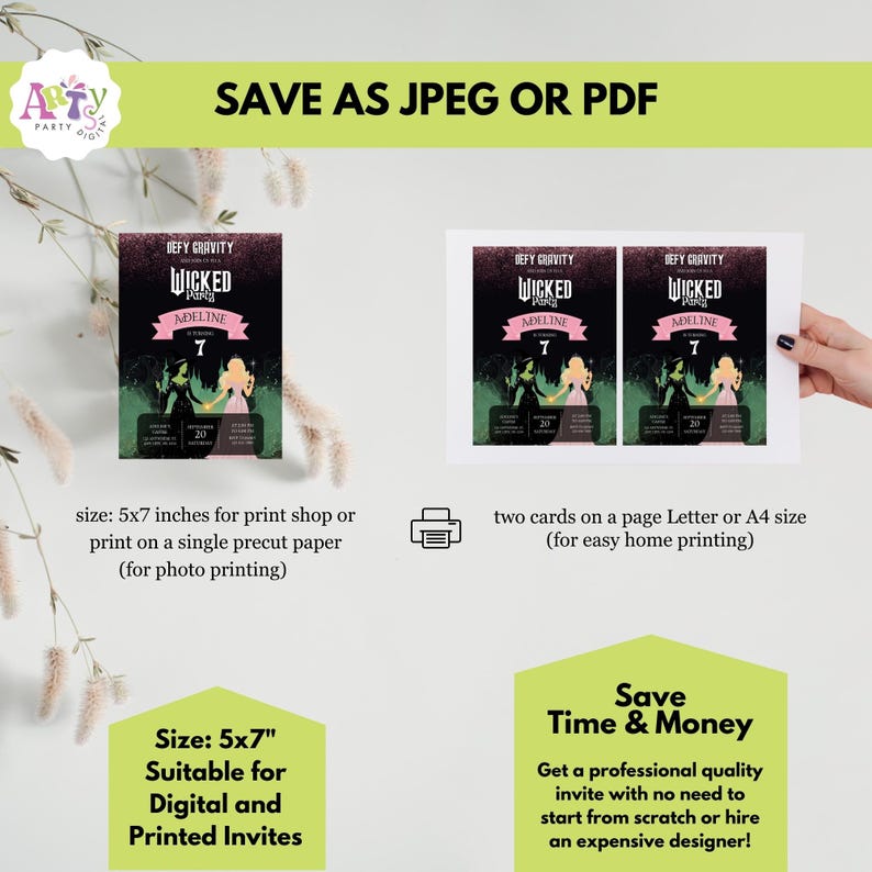 Wicked Birthday Invitation, FREE Gift Tag Template, Wicked Party Invite ...